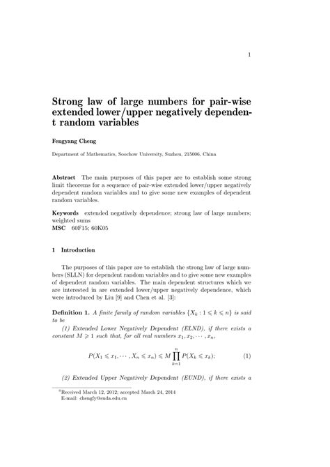 Pdf Strong Law Of Large Numbers For Pair Wise Extended Lowerupper