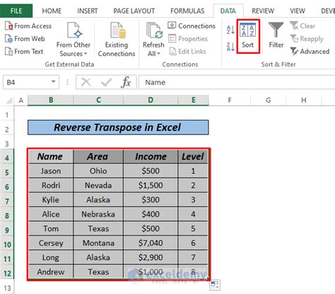 how to reverse transpose in excel 3 methods exceldemy