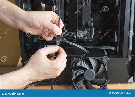 Computer Cooling System Fan Arms Connect Power Connector In System Unit Stock Image Image Of