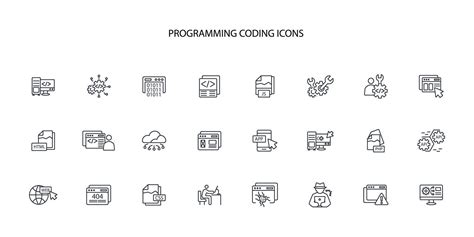 Programming Coding Icon Seteditable Strokelinear Style Sign For Use