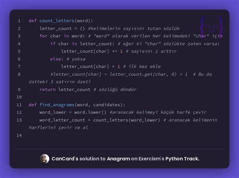 Cancards Solution For Anagram In Python On Exercism