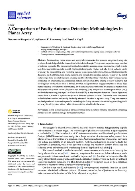 Pdf A Comparison Of Faulty Antenna Detection Methodologies In Planar