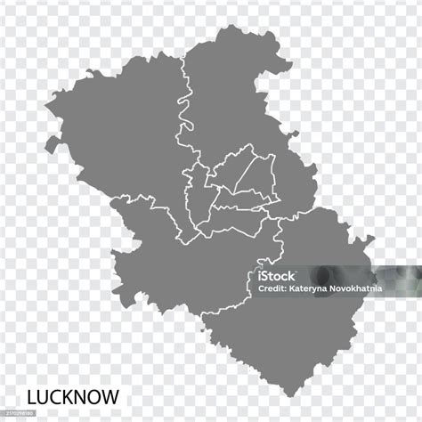 High Quality Map Of Lucknow Is A City Of India With Borders Of The