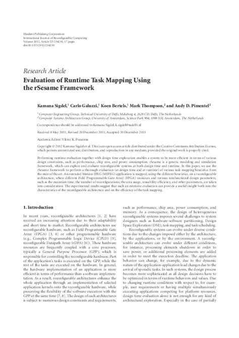 Pdf Evaluation Of Runtime Task Mapping Using The Rsesame Framework