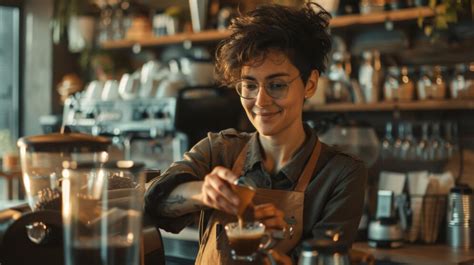 Premium Photo Beautiful Latina Barista With Short Hair And Glasses