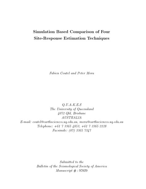 Pdf Simulation Based Comparison Of Four Site Response Estimation