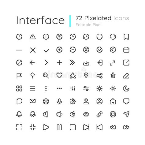Minimalistic Interface Editable Pixel Ui Icons Set Stock Vector Illustration Of Navigation