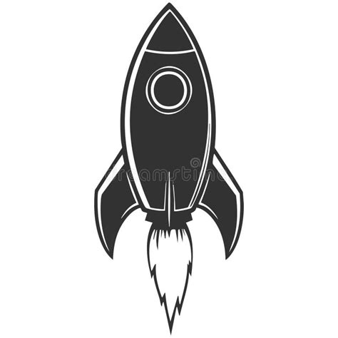 Black And White Rocket Icon With Flame Illustration Stock Illustration Illustration Of Symbol