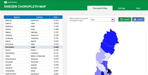 Sweden Choropleth Map Excel Template Excel Wonders Amazing Excel