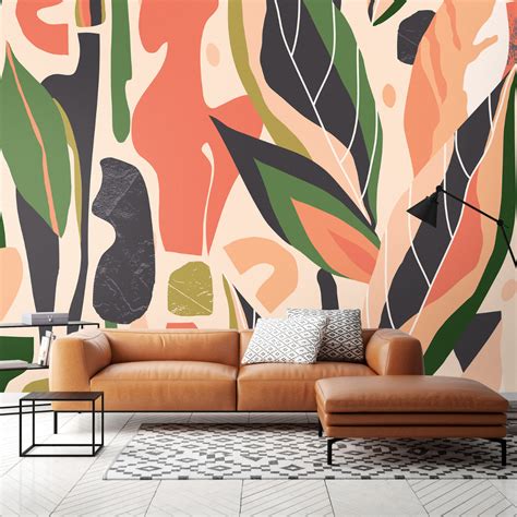 Abstract Leaf Shapes Wall Mural