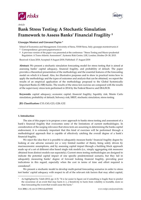 Pdf Bank Stress Testing A Stochastic Simulation Framework To Assess