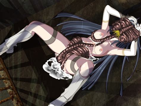 Facehugger Thief And Sword 1girl Alien Armor Blue Hair Breasts Cum Cum Pool