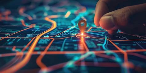 Futuristic Digital Map Interface With Glowing Location Pin Premium Ai Generated Image