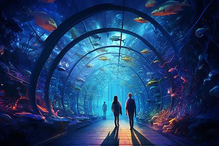水族馆的观赏通道插画图片下载 正版图片600660001 摄图网