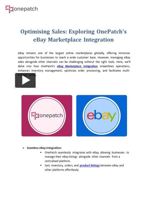 ppt optimising sales exploring onepatch s ebay marketplace