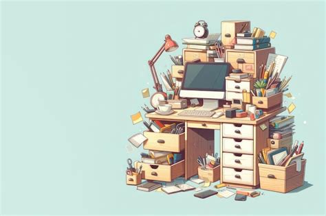 Premium Photo Cluttered Desk Space For Text
