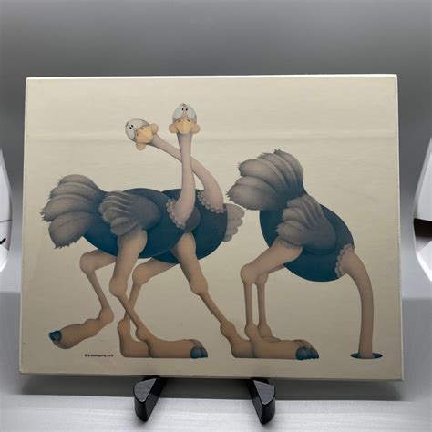 1979 Vintage Stewart Moskowitz 8x10 Art Plaque Ostriches Etsy