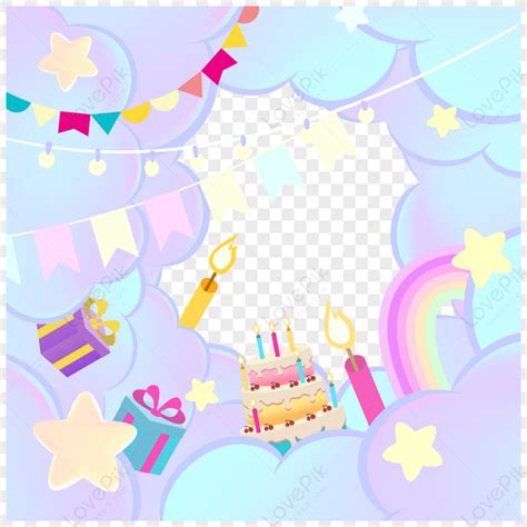 무지개 구름 일러스트 생일 귀여운 장식 케이크입니다풍선색깔 Png 일러스트 무료 다운로드 Lovepik