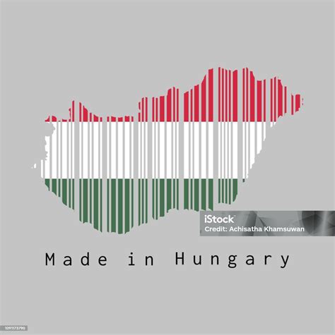 바코드 설정 모양을 헝가리 지도 개요와 헝가리 국기의 색상 회색 배경에 가격에 대한 스톡 벡터 아트 및 기타 이미지 가격