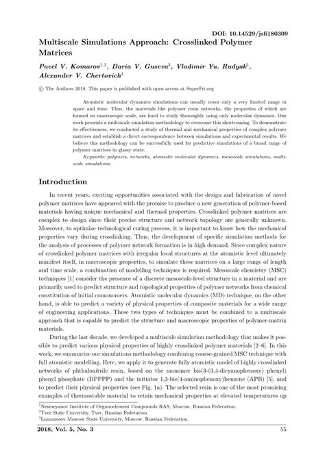 Pdf Multiscale Simulations Approach Crosslinked Polymer Matrices