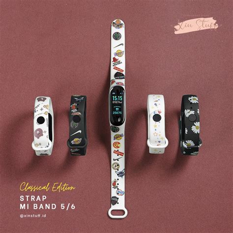 Jual Classical Strap Mi Band 3 4 5 6 Black White Tali Pengganti Motif Strap Mi Band 6 Mi Band 5