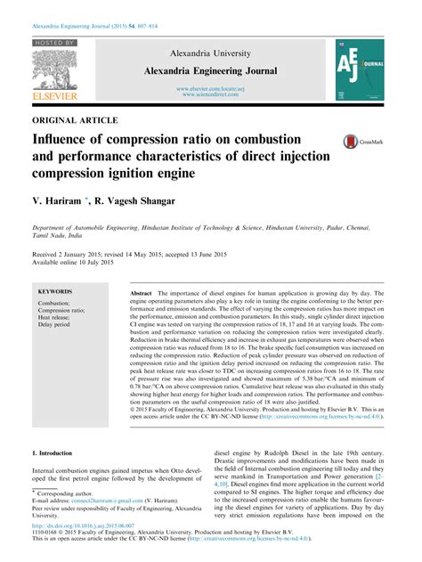 Pdf Influence Of Compression Ratio On Combustion And Performance