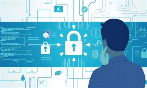 Person Contemplating Cybersecurity Measures With Digital Locks And Data Flow In Background