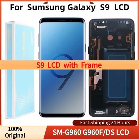 100 오리지널 58 인치 Amoled 디스플레이 삼성 갤럭시 S9 Lcd 프레임 Sm G960 G960f Lcd 터치 스크린 디지타이저 어셈블리 도트 포함