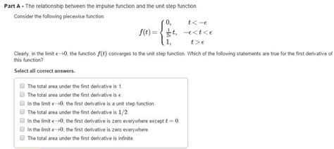 solved part a the relationship between the impulse function