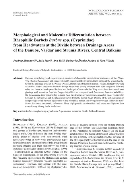 Pdf Morphological And Molecular Differentiation Between Rheophilic