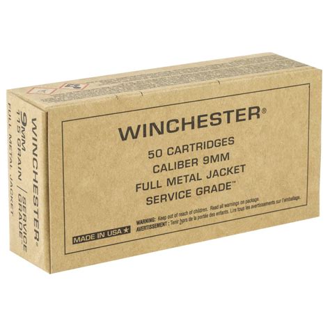 Winchester Ammo Sg9w Service Grade 9mm Luger 115 Gr Full Metal Jacket