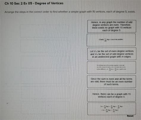 Solved Ch 10 ﻿sec 2 ﻿ex 05 ﻿degree Of Verticesarrange The