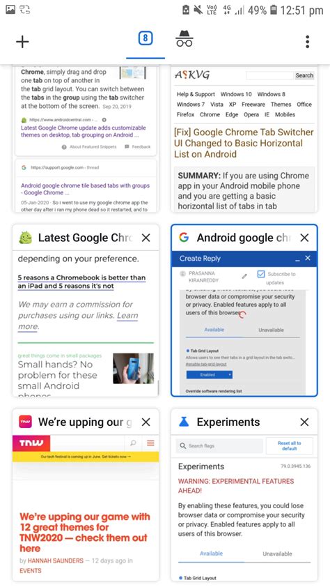 Android Google Chrome Tile Based Tabs With Groups Google Chrome Community