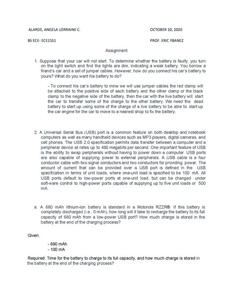 Assignment 1electronics Engineering Docsity