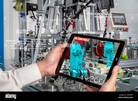 Engineer Use Augmented Reality Software In Smart Factory Production