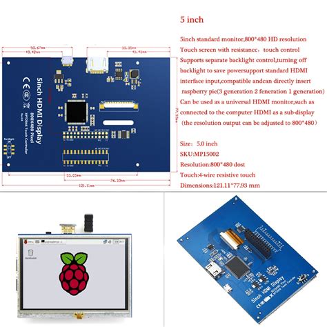 raspberry pi 3 2 3 5 5 7 นิ้วแผงโมดูลหน้าจอสัมผัส lcd รองรับ raspberry