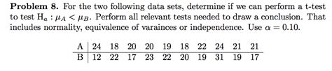 Solved Problem For The Two Following Data Sets Determine Chegg