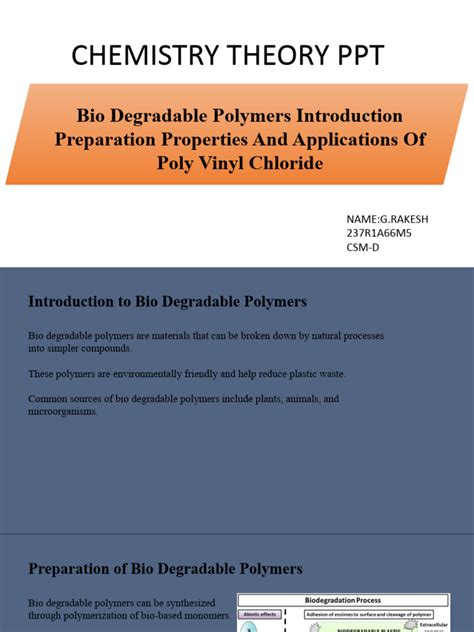 Bio Degradable Polymers Introduction Preparation Properties And