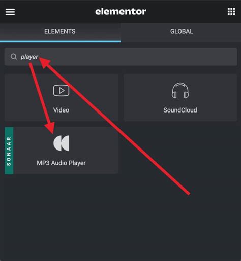 add audio player with elementor sonaar