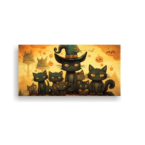 Cuadro Decorativo Gatos Negros En Pila Mirando A La Silla Decocuadros
