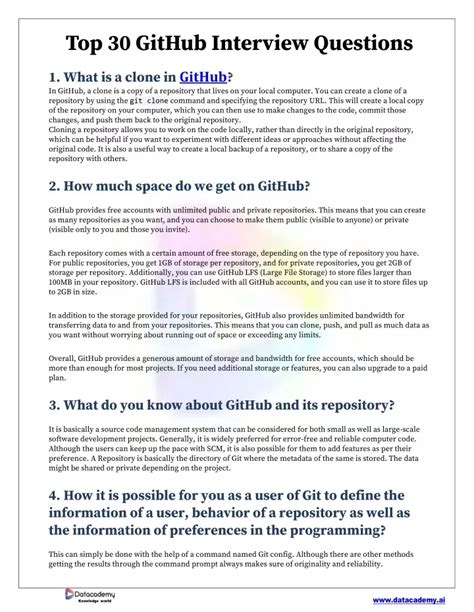 ppt top 30 github interview questions powerpoint presentation free