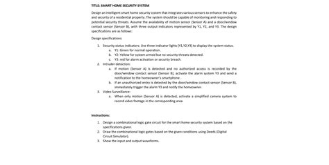 Solved Title Smart Home Security Systemdesign An