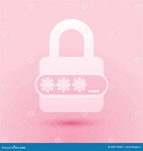 Paper Cut Password Protection And Safety Access Icon Isolated On Pink Background Lock Icon