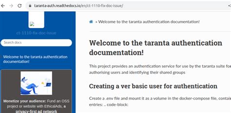 Taranta Doc Setup — Taranta Suite 2121 Documentation