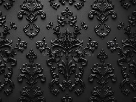 Seamless Black Damask Pattern Seamless Black And White Cat Damask