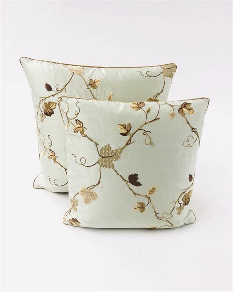 Pillow Cover Vintage Silk Embroidery Flowers With Velvet Pillow Cover