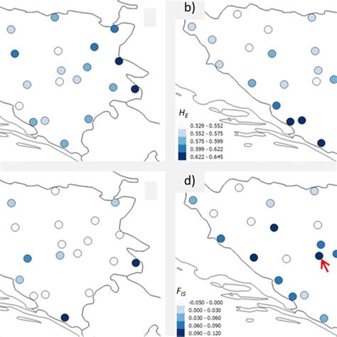 Geographic Distribution Of Genetic Variation Indices In Field Maple