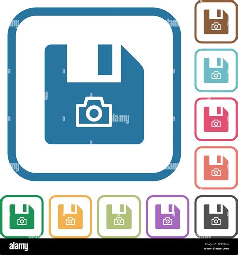 File Snapshot Simple Icons In Color Rounded Square Frames On White