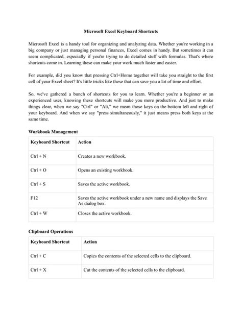 Ppt Microsoft Excel Keyboard Shortcuts Powerpoint Presentation Free