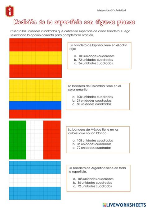 Medición De La Superficie Con Figuras Planas Worksheet Live Worksheets